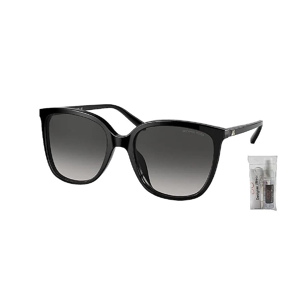 Michael Kors MK2137U 30058G 57MM Black/Dark Grey Gradient Square Sunglasses for Women+ BUNDLE With Designer iWear Eyewear Kit