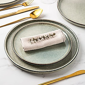 AmorArc Dinner Plates Set of 6, 10.5 Inch Reactive Glaze Ceramic Plates Set, Microwave, Dishwasher Safe, Scratch Resistant, Modern Large Dinnerware Dishes Set Kitchen Stoneware Plates