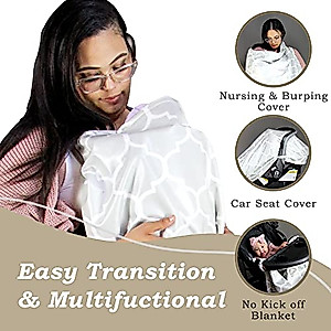 B.Loved Baby - Multi-Use Protective Baby Canopy and Playmat, Nursing or Breastfeeding Cover, Weather-Proof Baby Seat Cover, Car Seat, Shopping Cart, High Chair, and Stroller Cover, Grey