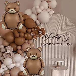 SAMOKA Large Little Bear Foil Balloons，2 PCS 35 Inch Little Bear Theme Party Supplies，Jungle Safari Theme Baby Shower Birthday Party Decorations