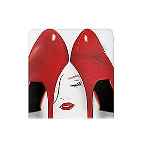 Maliyand Chair Back Cover, Sexy Red High Heels Fashion Woman Face Chair Covers Removable Chair Protector Slipcover for Dining Room, Kitchen, Restaurant, Set of 6