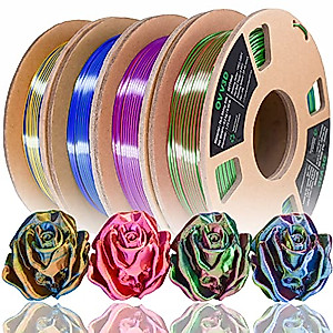 (2 Items) PLA Filament 1.75mm Bundle, 3D Printer Filament Silk Multicolors PLA Filament with Tri-Colors Rainbow PLA Filament Bundle, 3D Printing Filament 4 * 200g+4 * 200g