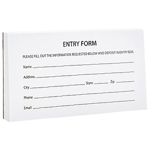 Juvale 2000 Raffle Ticket Sheets, Blank Entry Forms for Contests, School Events (White, 20 Pads)