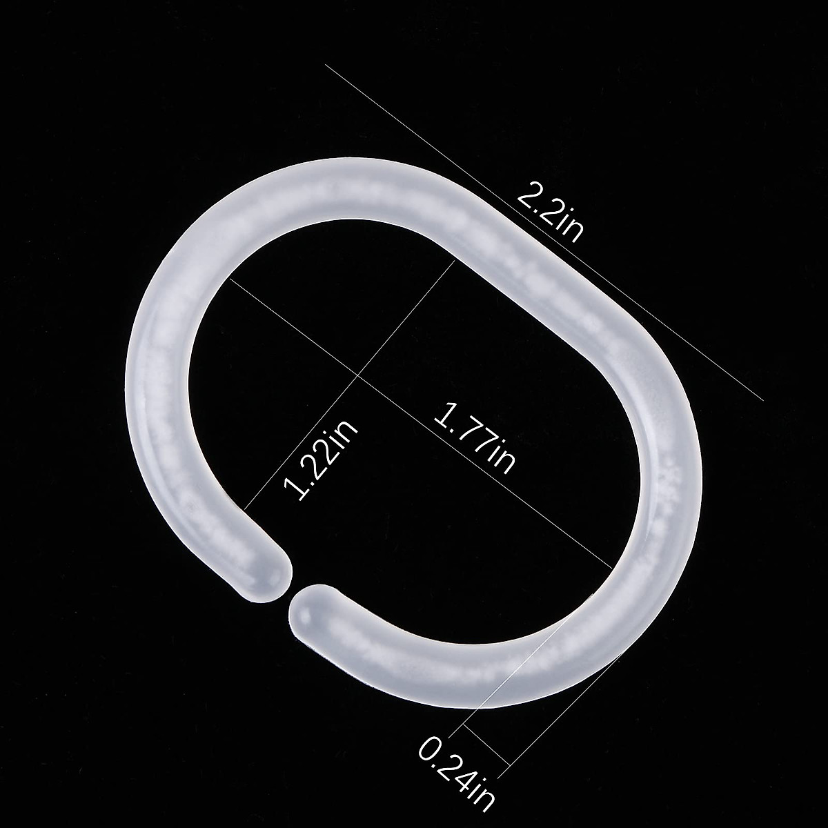 MIDELONG 50 PCS Plastic Shower Curtain Rings, Clear Shower Curtain Hooks, C-Shaped Rings Hook Hanger for Bathroom Shower Curtain Window Rod