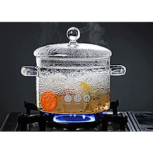 1.5L/50oz glass pot, clear pots for cooking, glass saucepan with cover, clear cooking pots, Heat-resistant Glass Cooking Pot Covered Saucepan with Lid Pasta Pot Cookware Stockpots