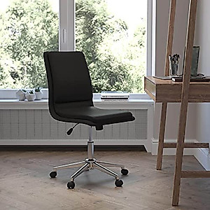 Flash Furniture Madigan Task Office Chair - Luxurious Black LeatherSoft Upholstery - Padded Mid-Back and Seat - Height Adjustable Chrome Base - Armless