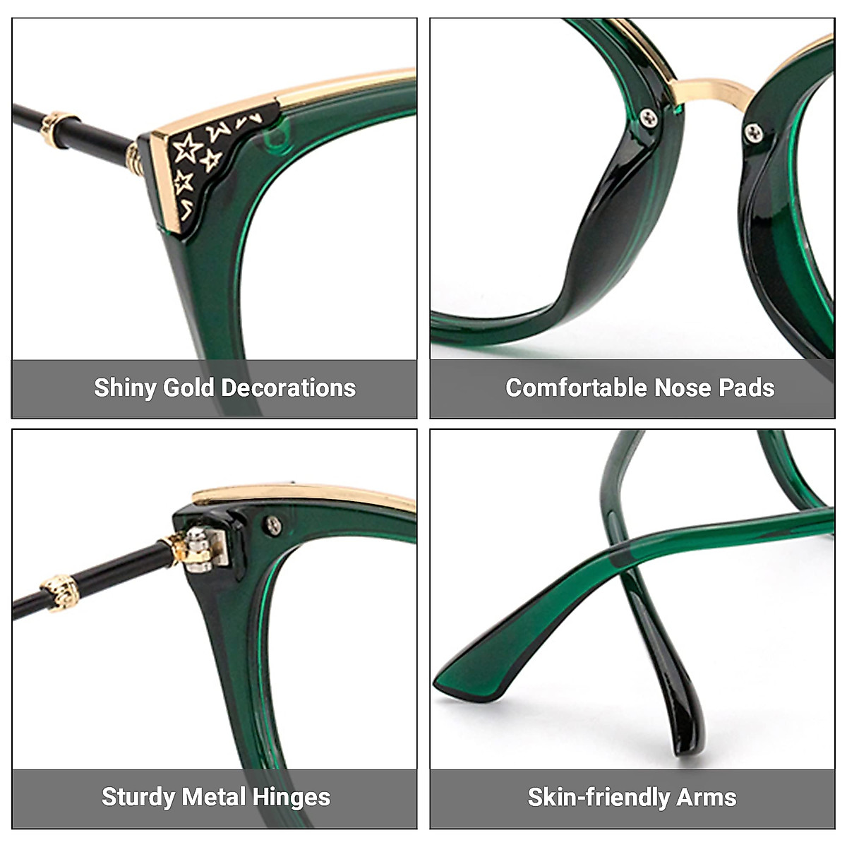 Zeelool Retro Oversized Blue Light Blocking Cat Eye Glasses for Women Dalton OP01934-02 Green