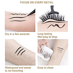 ICORIC Liquid Eyeliner Pen Waterproof, Magic Self-adhesive Long-Lasting Eyelash Glue Pen, Non Magnetic, No Blooming Quick Drying Magnetic Eye Liner Black Pack of 2