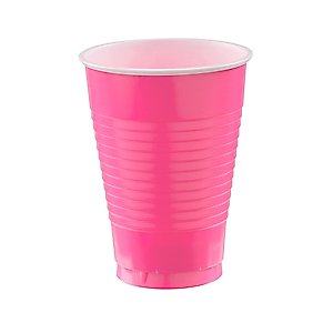 Bright Pink Plastic Cups (Pack of 20) - 12 oz. - Versatile Drinkware for Indoor & Outdoor Parties, Weddings, Birthdays, Celebrations & More