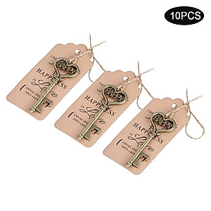Bottle Opener, 10pcs Vintage Key Bottle Opener Beer Cap Opener with Tag Card for Guest Gift Birthdays Wedding Party Favors
