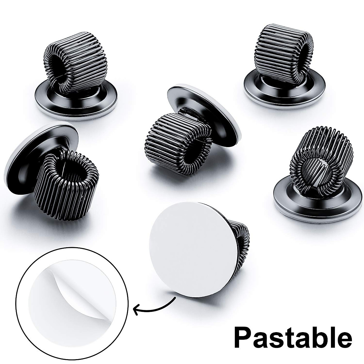 Outus Pen Holder Clips Manganese Steel Pen Holder Self Adhesive Pen Pencil Organizer with Adjustable Spring Loop for Refrigerator Whiteboard Erase Board and Bulletin Board Map (16 Pieces, Black)