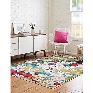 Rugs.com Azalea Collection Rug – 8' x 10' Ivory Medium Rug Perfect for Living Rooms, Large Dining Rooms, Open Floorplans