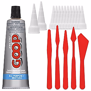 Amazing Goop All Purpose Glue 3.7oz (Clear) - Pixiss Bundle with 10 Snip Tip Applicators and 5 Spreader Tools - Industrial Strength Contact Adhesive Dries Clear - Waterproof Silicone Sealant