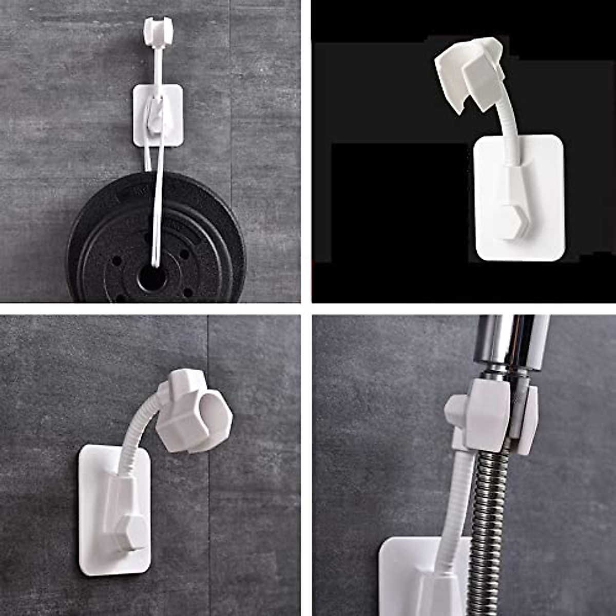 baixikly 2 Pcs Handheld Shower Head Holder Wall Mount 360 Degree Adjustable Removable Adhesive Shower Wall Mount Holder Shower Wand Holder Drill Free