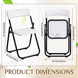 Thyle Plastic Folding Chairs Bulk 350lb Weight Capacity Folding Chair Portable Commercial Chair with Steel Frame Stackable Foldable Seat Folding Chair for Wedding Dining Party (White, Black,8 Pcs)
