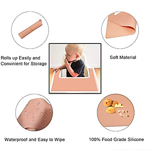 Baby High Chair Placemat for Antilop High Chair, Silicone Mat for Antilop Baby High Chair Tray Accessories, Finger Foods Placemat for Toddler and Babies Girls… (Peach)
