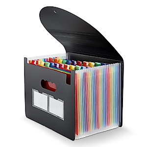 Expanding File Folder, 24 Pocket Accordian File Organizer A4 Letter Size Portable Document Organizer with Colored Tabs, Expandable Bill Coupon Folder
