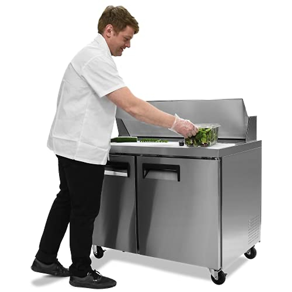 FSE 47-Inch Two-Door Refrigerated Commercial Salad/Sandwich Prep Table, 12 Cubic Feet, Stainless Steel, 115 v, (MRSL-2D)