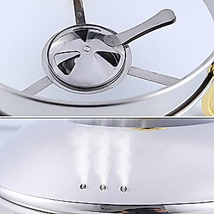 FEOOWV Chafing Dish Set of 2 Pcs Stainless Steel Round Durable Buffet Warmer Tray Durable Frame with Lid and Chafing Fuel Holder for Kitchen Party Dining Buffet-Without Water Pan (2 pack)