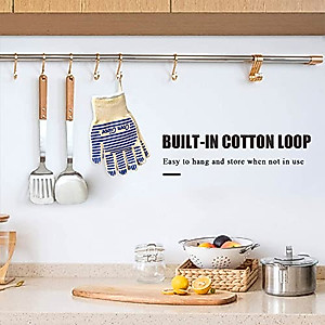 Oven Gloves, Heat Resistant 540 Degrees Grilling Gloves, Hot Surface Handler Non-Slip Silicone Oven Mitts with Fingers, BBQ Gloves for Cooking/Kitchen/Baking, Pack of 2