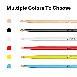 Donner Drum Sticks, 5A Drumsticks Classic Maple Wood Black Drumsticks With Storage Bag, 2 Pairs