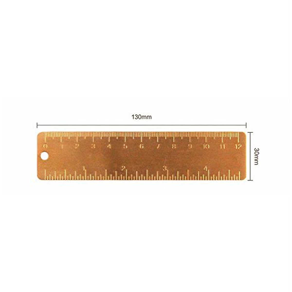 juneTree Vintage Brass Handy Straight Ruler / Metal Copper Bookmark / Cm Inch Dual Scales 130mm