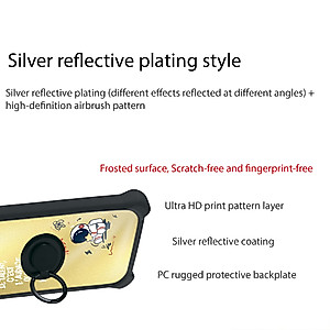 Case for Infinix Smart 6 Case Compatible with Infinix Smart 6 Phone Case Cover [with Tempered Glass Screen Protector][PC + TPU 2 in 1][Ring Support] [Golden Reflect Light] DJH-YHY