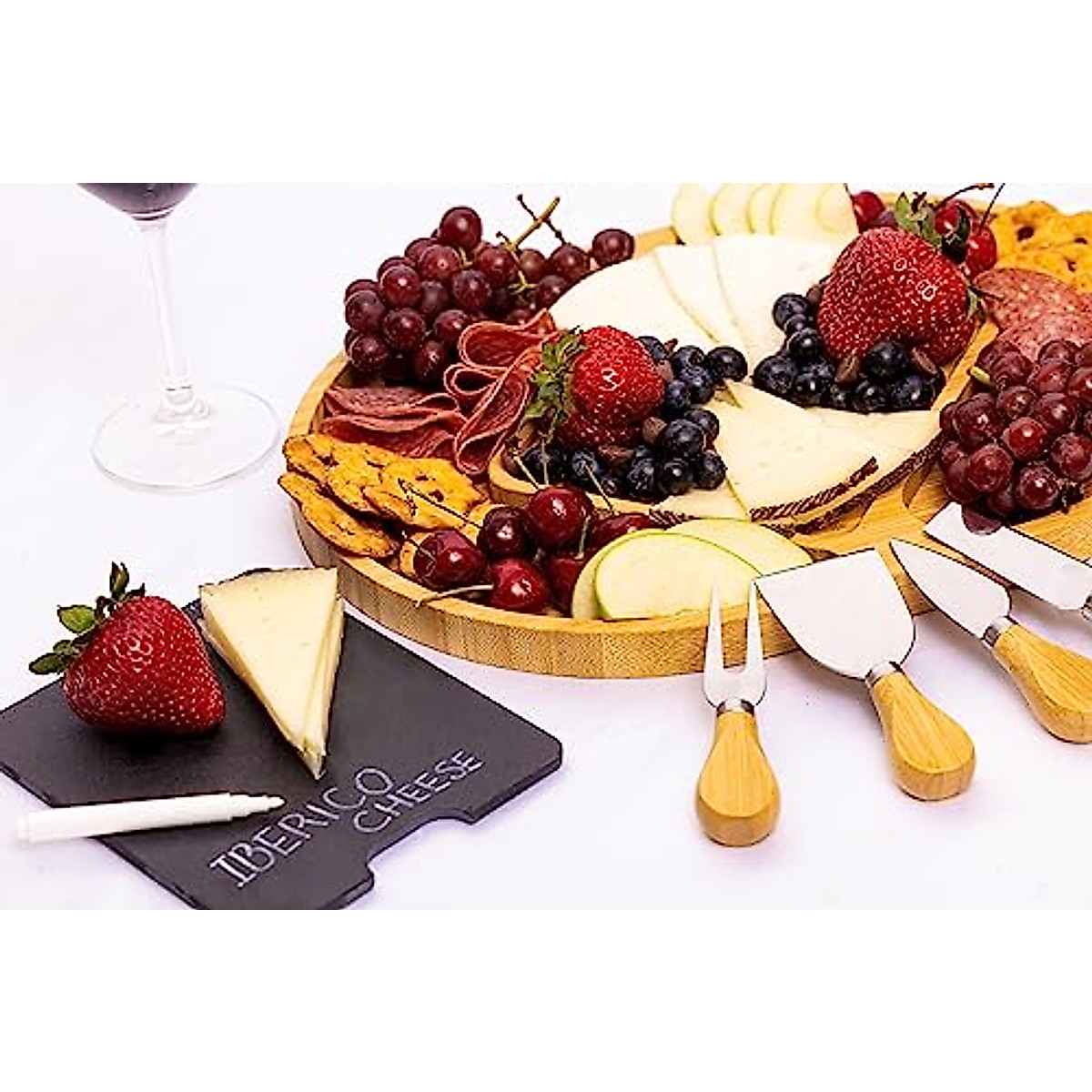 Taoware Bamboo Serving Platter with Cheese Knives for Charcuterie Board Premium Cheese Board for Housewarming Gift Practical Trays for Serving Food