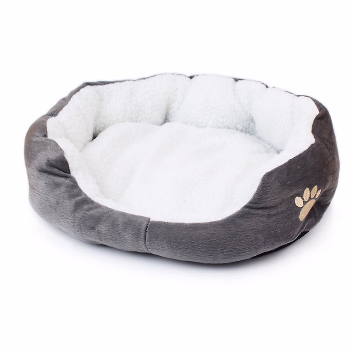 HongGun Pet Beds, Puppy Small Dog Kennel Warm Soft Round Fleece Dog Nest Washable Cat Cushion Bed for Small Dogs,Cat,Hamster,Rabbits,and Other Small Animal (Gray)