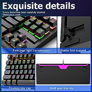Mechanical Gaming Keyboard, LED RGB Backlit Compact 87 Keys Mini Wired Office Keyboard with Blue Switch for Windows Laptop PC Mac - Blue