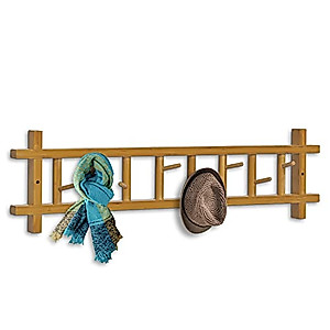 MoNiBloom Coat Rack Wall Mount 8 Pegs Long Bamboo Hooks for Hanging Backpack Coat Towel Hat Bag for Entryway, Hallway, Kitchen, Bedroom, Natural