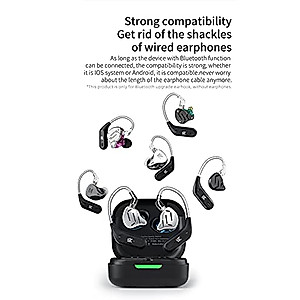 erjigo TWS + Earbuds Hook 2Pin Connector with Mic Support/30 Hours Playback,KZ-AZ09 HD Bluetooth5.2 Ear Hook Compatible with 0.75/0.78mm Pin Earphones/Headphones/Headsets for Sports (C Pin)