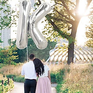TONIFUL 40 Inch Large Silver Letter K Balloons Helium Balloons,Foil Mylar Big Letter Balloons for Birthday Party Anniversary Supplies Decorations