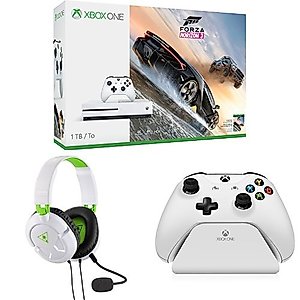 Xbox One S 1TB Console - Forza Horizon 3 Bundle + Turtle Beach Recon 50X White Stereo Gaming Headset + Controller Gear White Controller Stand v2.0