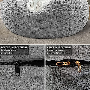 RAINBEAN Bean Bag Chair Cover(it was only a Cover, not a Full Bean Bag), Big Round Soft Fluffy PV Velvet Sofa Bed Cover, Living Room Furniture, Lazy Sofa Bed Cover,5ft dark grey(Cover only,No Filler).