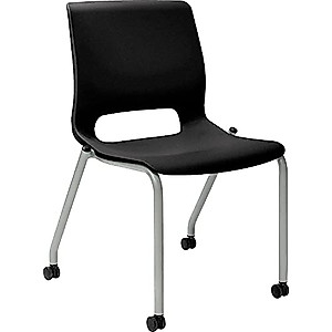 HON MG101ON Motivate Seating 4-Leg Stacking Chair, Onyx/Platinum, 2/Carton