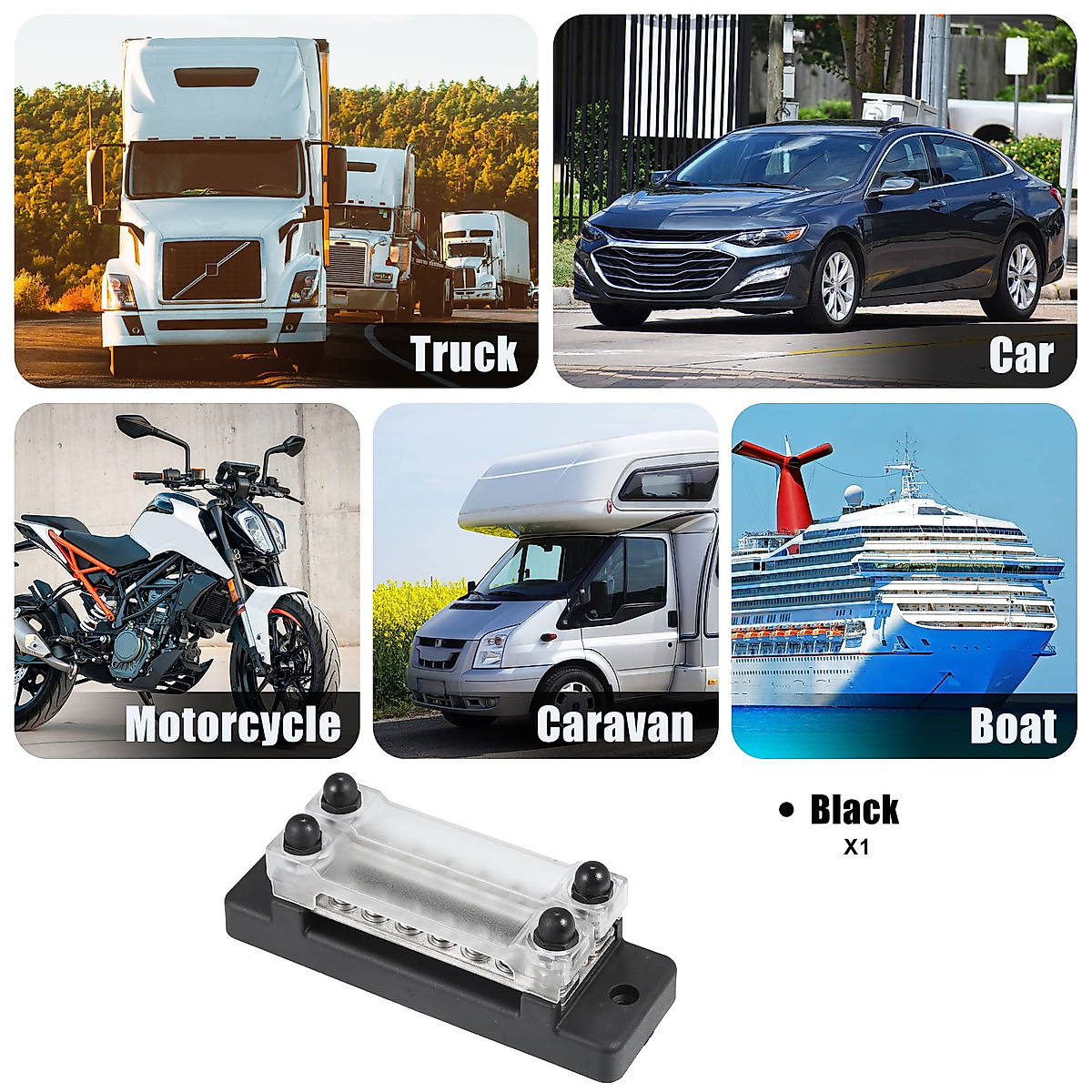 X AUTOHAUX Dual 6 Way Terminal Bus Bar Ground Power Distribution Terminal Block Battery Bus Bar 150A Bus Bar Block with Cover for Auto Marine Car