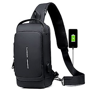 chinatera Anti-Theft Sling Bags for Men Women Crossbody Waterproof Chest Shoulder Bag Daypack Hiking Travel with USB Port