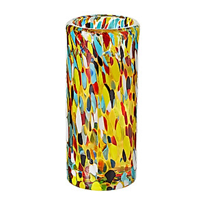 Okuna Outpost 2 oz Hand Blown Mexican Double Shot Glasses with Confetti Design, Tequila Sipping Set (Set of 6)