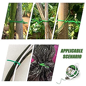 Plant Ties, 492FT/150m Green Garden Wire, Sturdy Plant Ties for Support, Garden Ties with Cutter for Tomatoes Vines, Plant Wire Tie Wire for Indoor, Outdoor, Home and Office Use
