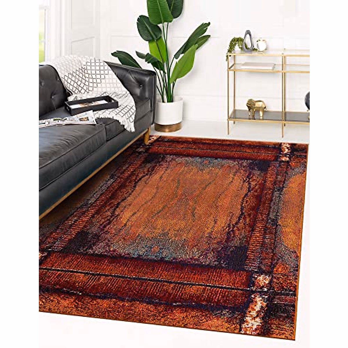 Rugs.com Hyacinth Collection Rug – 5' x 8' Orange Medium Rug Perfect for Bedrooms, Dining Rooms, Living Rooms, 5 x 8 Feet
