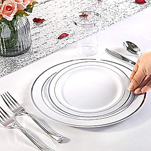 WELLIFE Silver Plastic Dinner Plates 72 Pieces, 10.25" Silver Disposable Plates, Premium Hard Plastic Lunch Plates, Ideal for Wedding, Parties