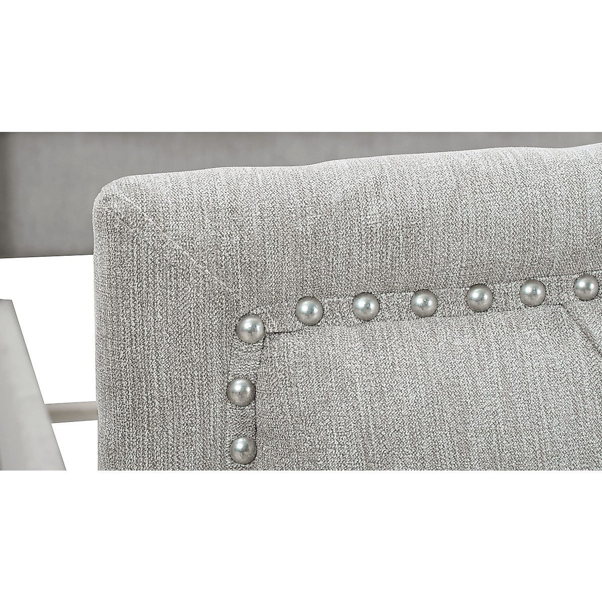 Jennifer Taylor Home Marcella Upholstered Shelter Headboard Bed Set, California King, Silver Grey Polyester