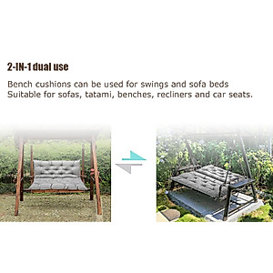 Meimond Swing Cushion 3 Seat 60 Inch,Outdoor Porch Waterproof Patio Bench Back Cushion, Leisure Chair Couch Cushion,4 Inch Thick Patio Garden Furniture Replacement Seat Cushion(Color:Grey)