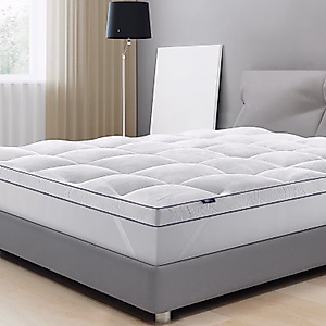 BedStory Bamboo Mattress Topper King, Extra Thick Cooling Mattress Pad Overfilled Never Goes Flat, Lumbar Strain Relieving, Back Pain Relief Improve Sleep Quality