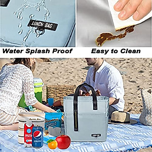 Insulated Lunch Bag for Women Men - Reusable Lunch Box for Adults Deluxe Leakproof Lunch Tote Bag Large Thermal Cooler Bag with Pockets for Work, Picnic, Travel