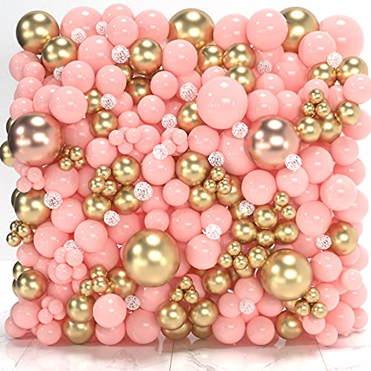 Chamrrille Pink and Gold Balloon Garland Arch Kit 4D Rose Gold Balloons Pink Metallic Gold Balloons for Wedding Bridal Shower Baby Shower Bachelorette Anniversary Valentines Party Decorations