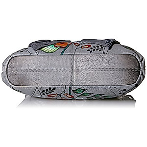 Anna by Anuschka Women's Genuine Leather Medium Fringed Hobo Shoulder bag | Hand Painted Original Artwork | Garden of Eden