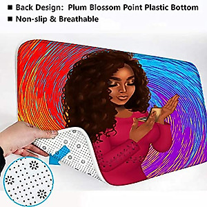 African American Woman Shower Curtains for Bathroom, 4PCS Bathroom Sets Include 1 Fabric Shower Curtain, 2 Non-Slip Bathroom Rugs and 1 Toilet Lid Cover, Black Girl Bathroom Decor (Purple)