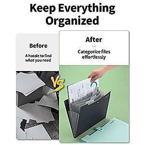 Sooez 4 Pack Expanding Filer Folders, 5 Pocket Accordion Folder, Accordion File Folder with Labels, Portable Folders for Documents, Premium Expandable Folder Organizer, Cute Folders for School Office